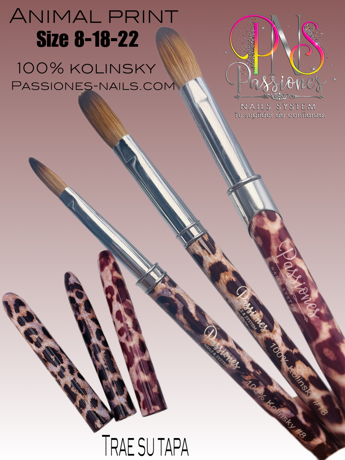 PINCEL APLICACIÓN 100% KOLINSKY ANIMAL PRINT 110D:112D Size 8-18-22 ...
